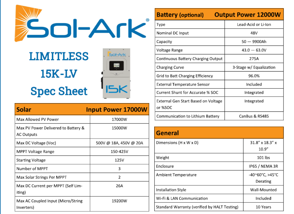 Sol-Ark 15K All-In-One Hybrid Inverter - Solynk